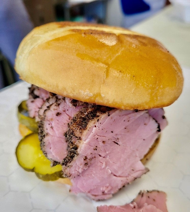 Porkstrami Sandwich W/ Onion Rings | The Dairy Cup